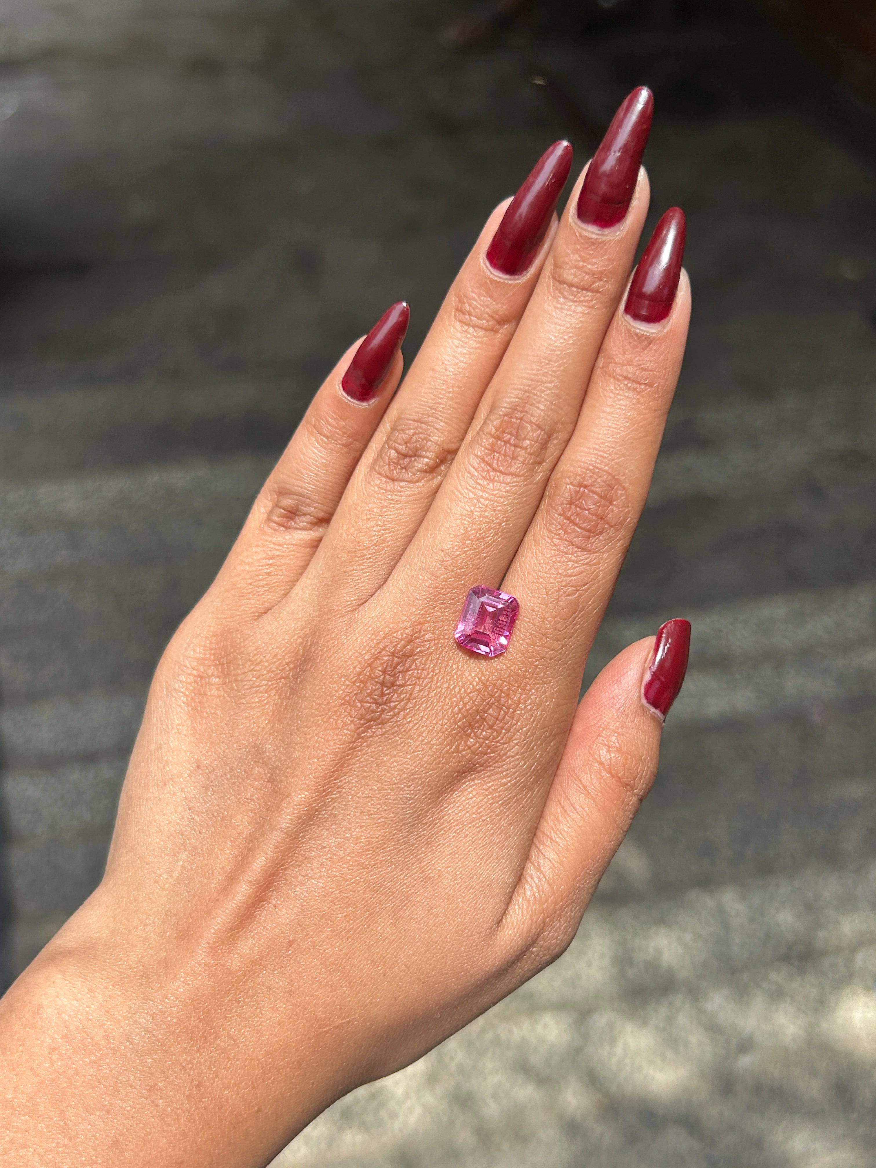 Lab Grown Pink sapphire Emerald Shape 4.83ct | Exquisite Gemstones ...